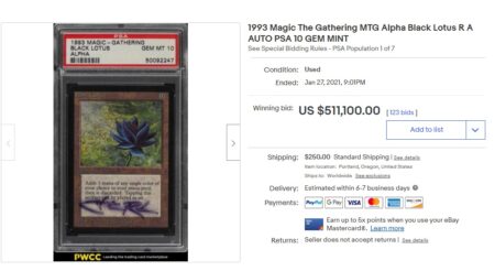 PSA 10 Graded, Signed Alpha Black Lotus Sells for $511,100