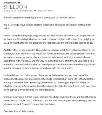 Remembering Sheldon Menery - A Magic Community Leader